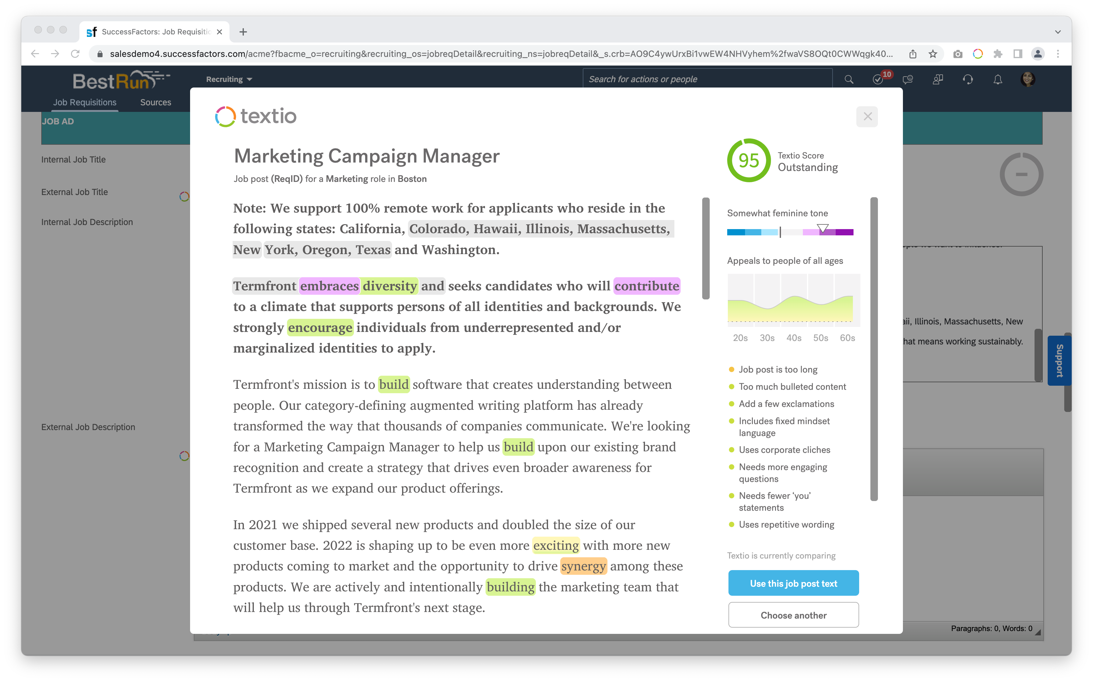 Textio Language Guidance Now Available In Successfactors Textio Blog